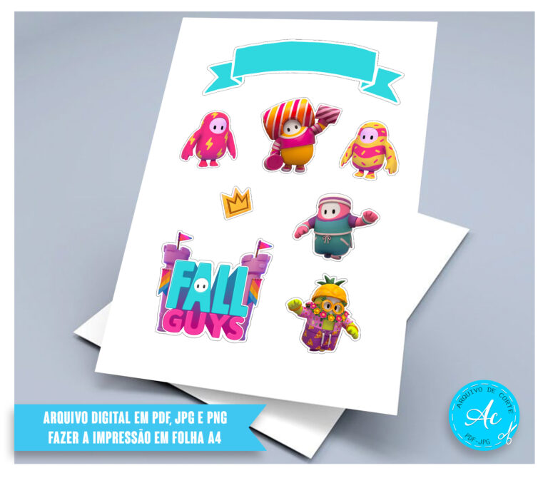 Arquivo Topo de bolo Fall Guys #1 - Arquivo de corte