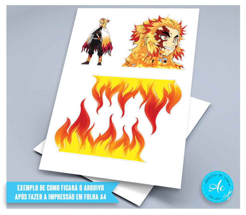 Topo de bolo Demon Slayer Kyojuro Rengoku #1 - Arquivo de corte