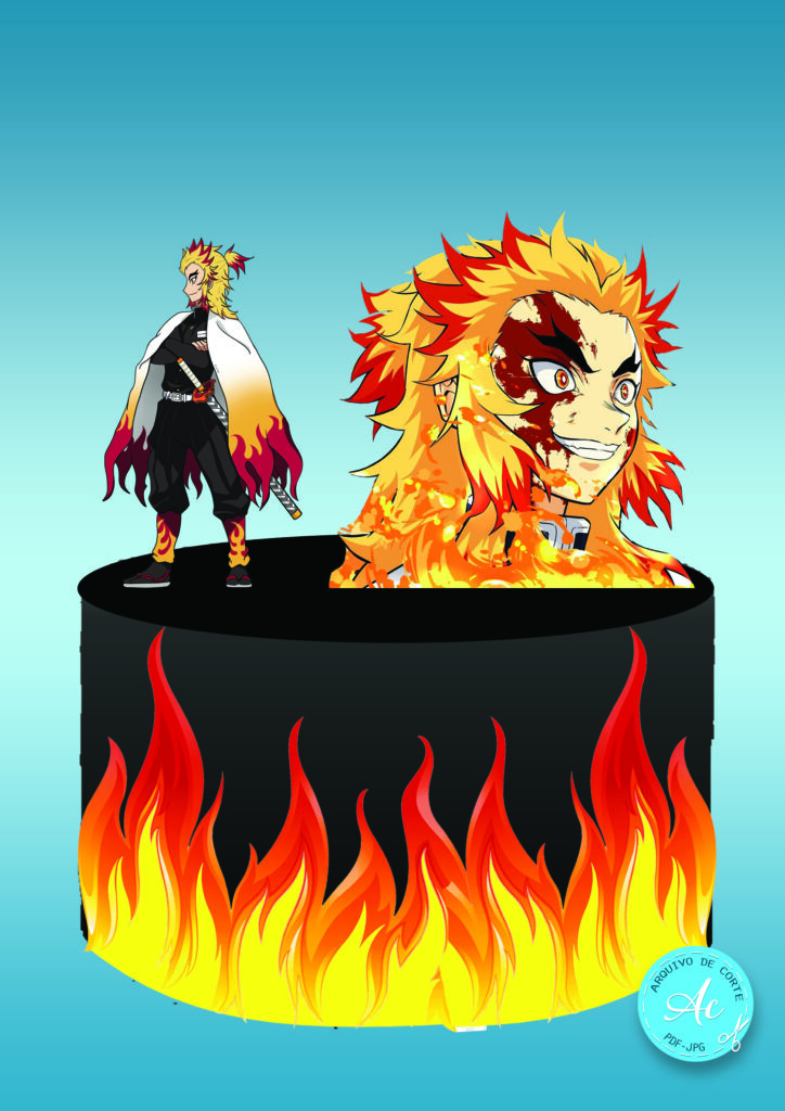 Topo de bolo Demon Slayer Kyojuro Rengoku #1 - Arquivo de corte