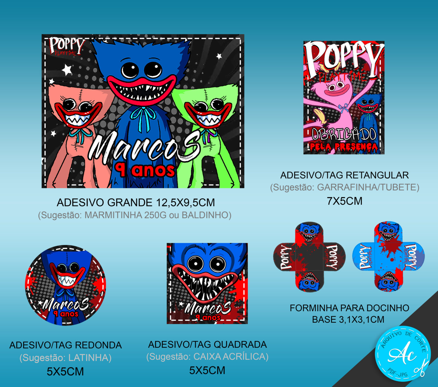 Arquivo Kit Festa Poppy Playtime #2 - Arquivo de corte