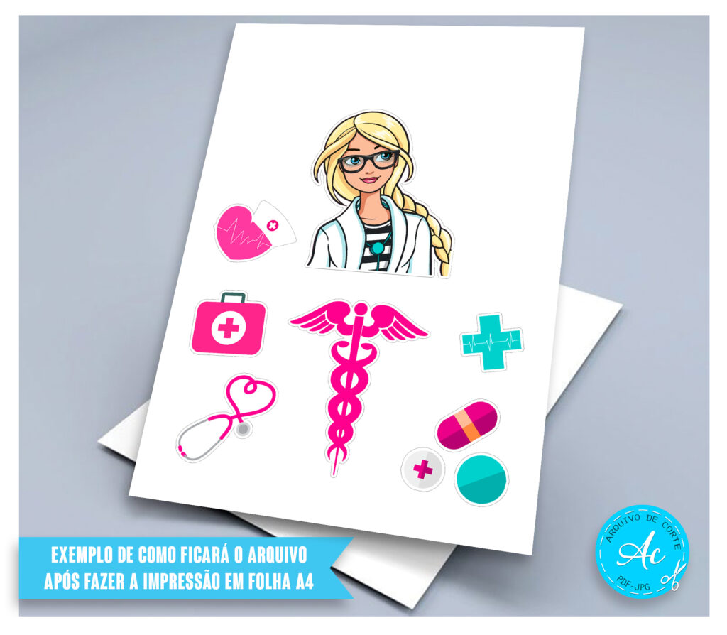 Arquivo Topo Barbie Medica #1 - Arquivo de corte