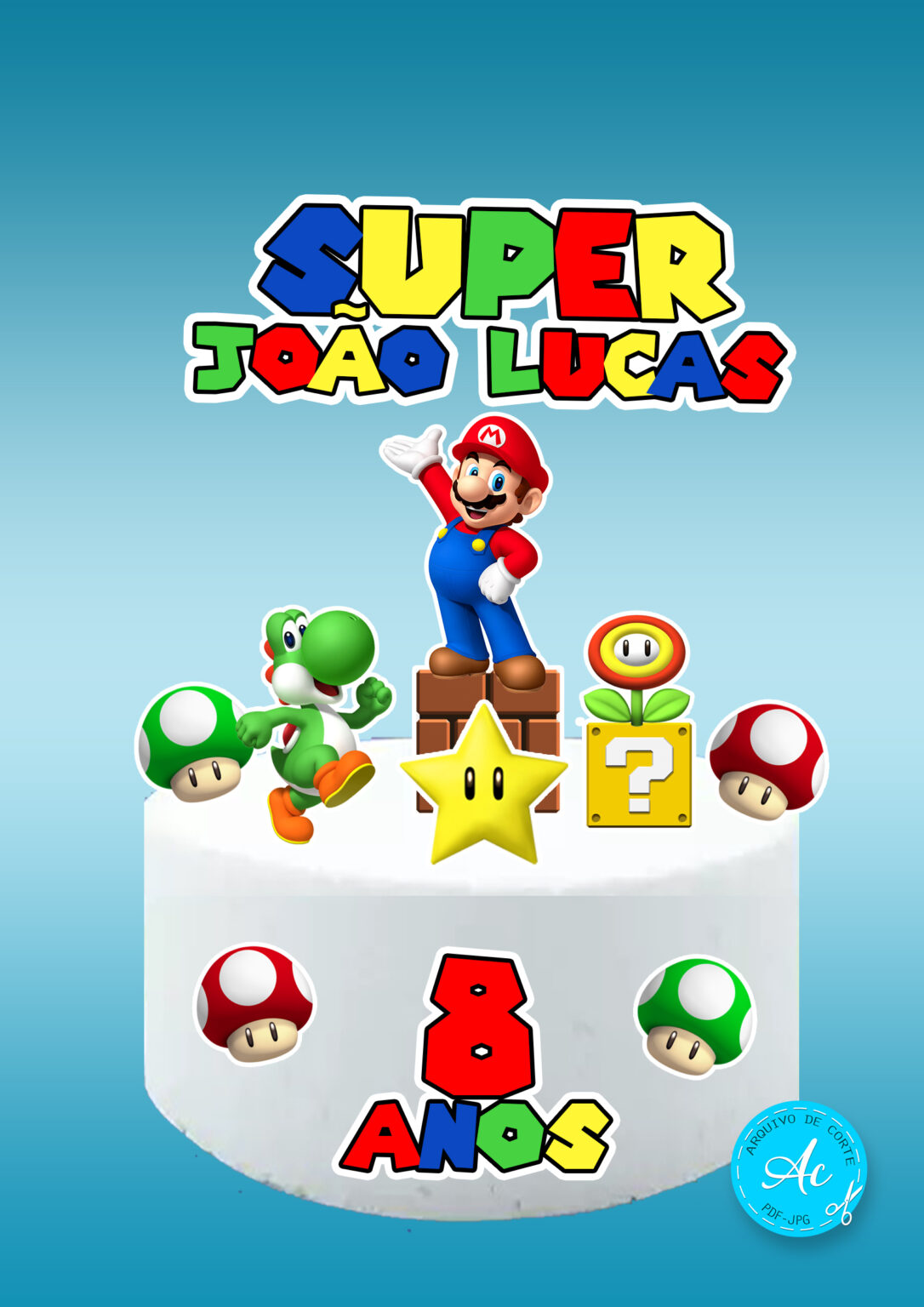 Arquivo Topo de bolo Super Mario Bros #6 - Arquivo de corte