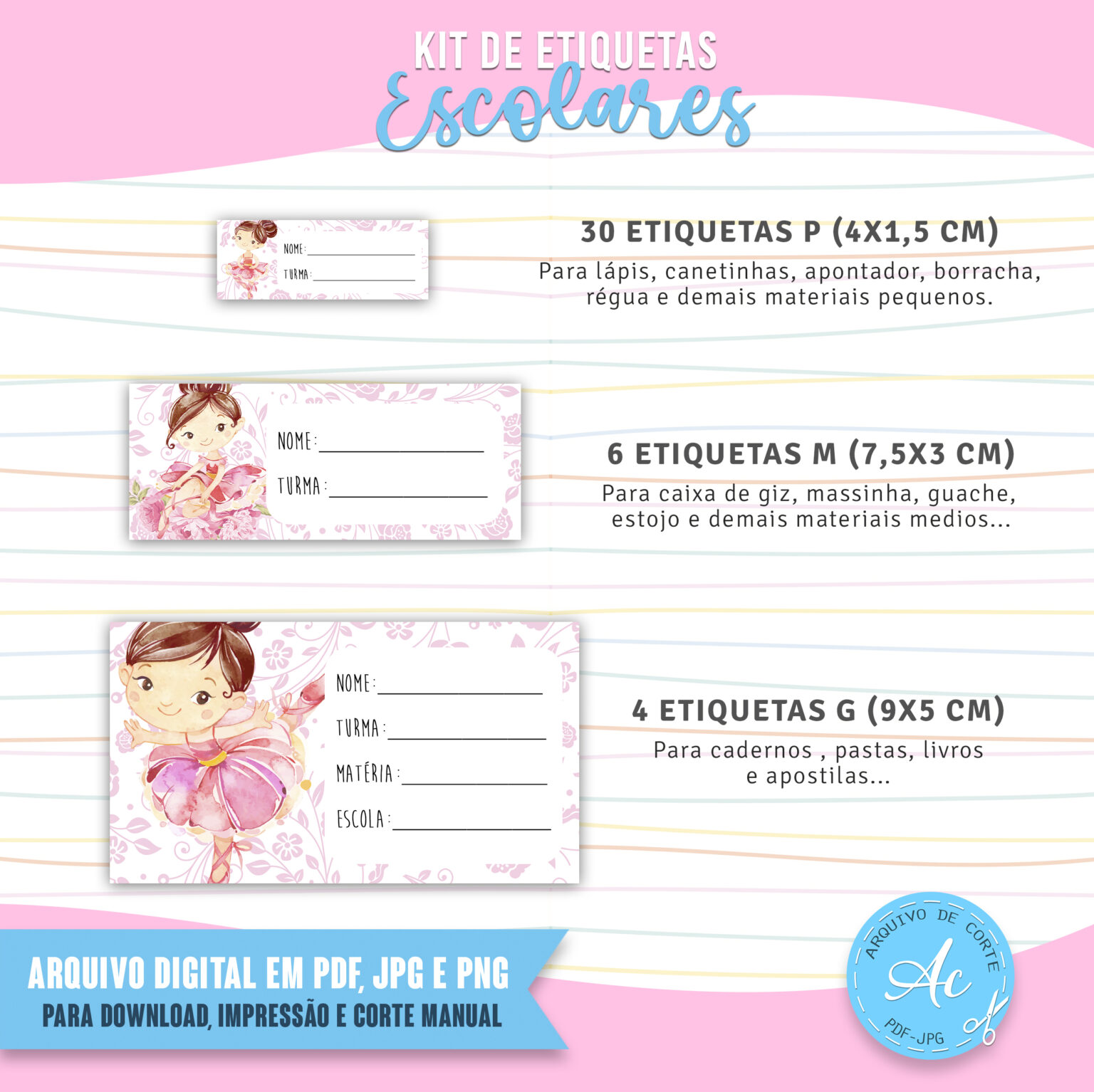 Etiquetas escolares Baby Shark #1 - Arquivo de corte
