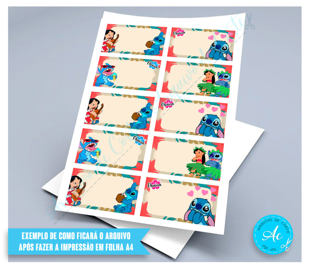 Arquivo Etiquetas escolares Lilo e Stitch #1 - Arquivo de corte