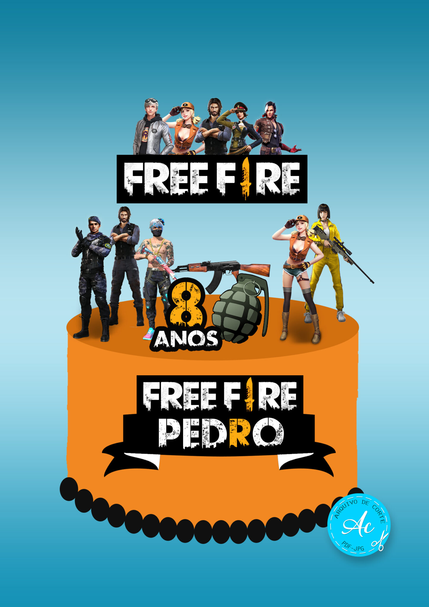 Arquivo topo de bolo Free Fire #4 - Arquivo de corte