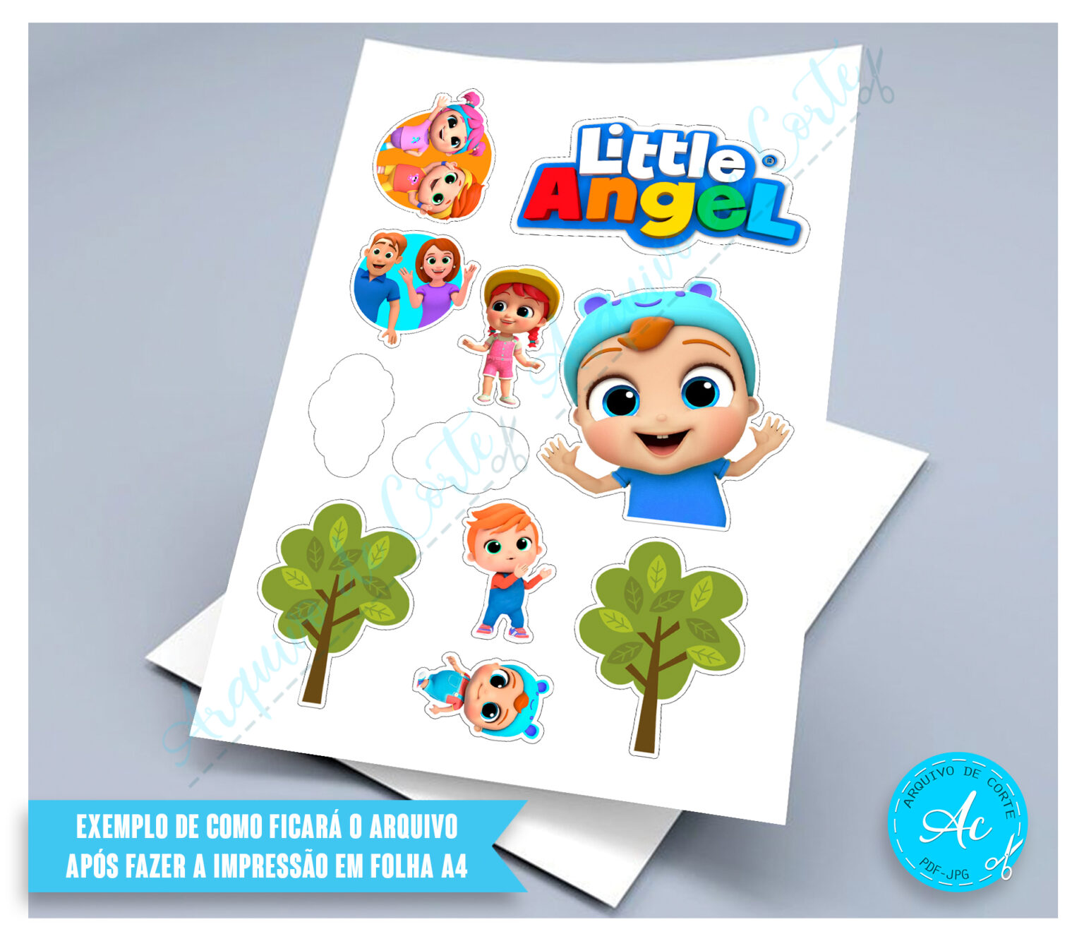 Arquivo topo de bolo Little Angel #1 - Arquivo de corte