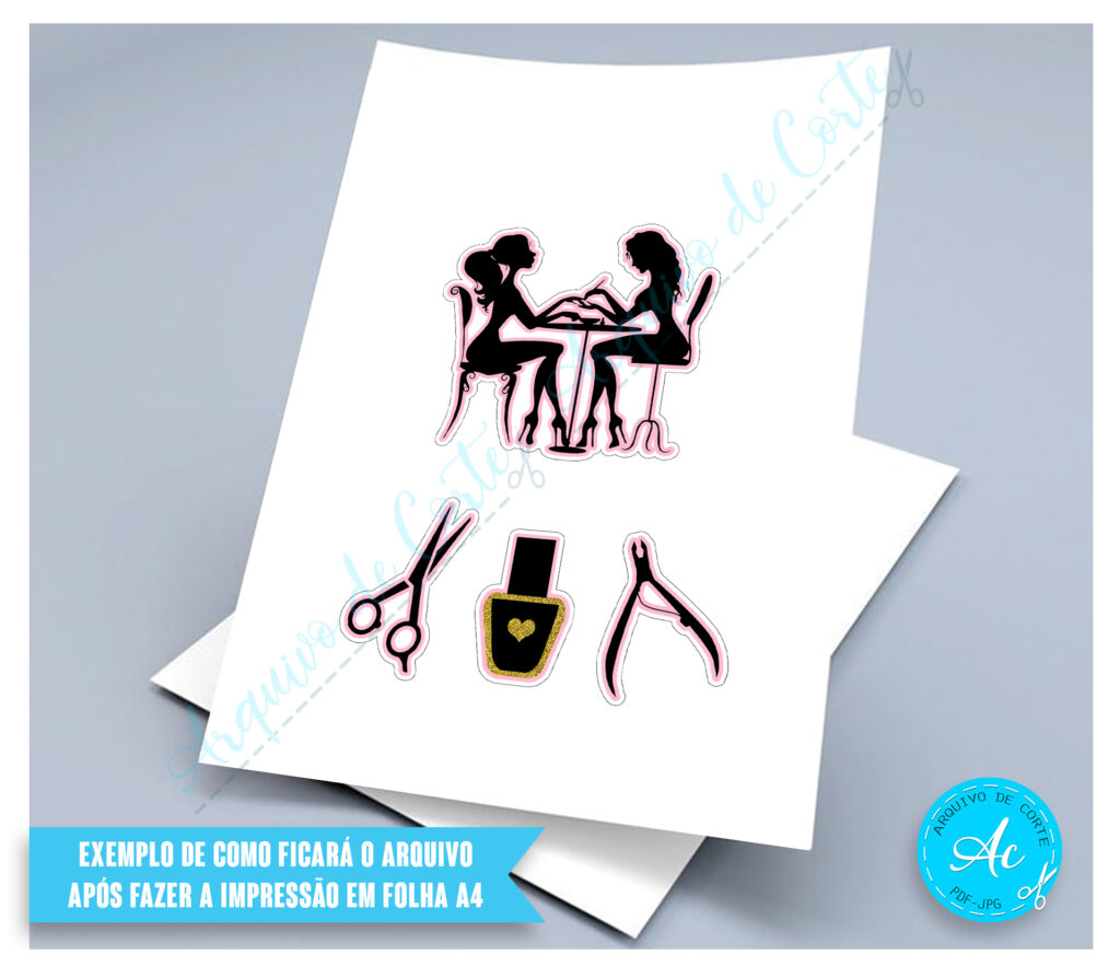 Arquivo topo de bolo Manicure #1 - Arquivo de corte