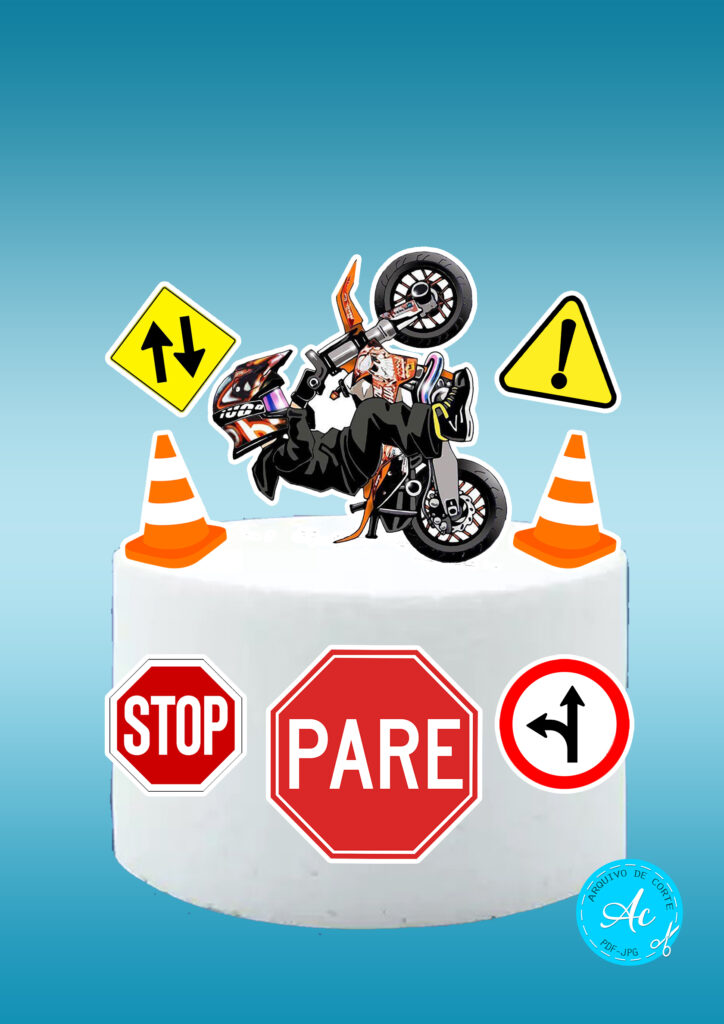 Arquivo topo de bolo Motoqueiro #1 - Arquivo de corte