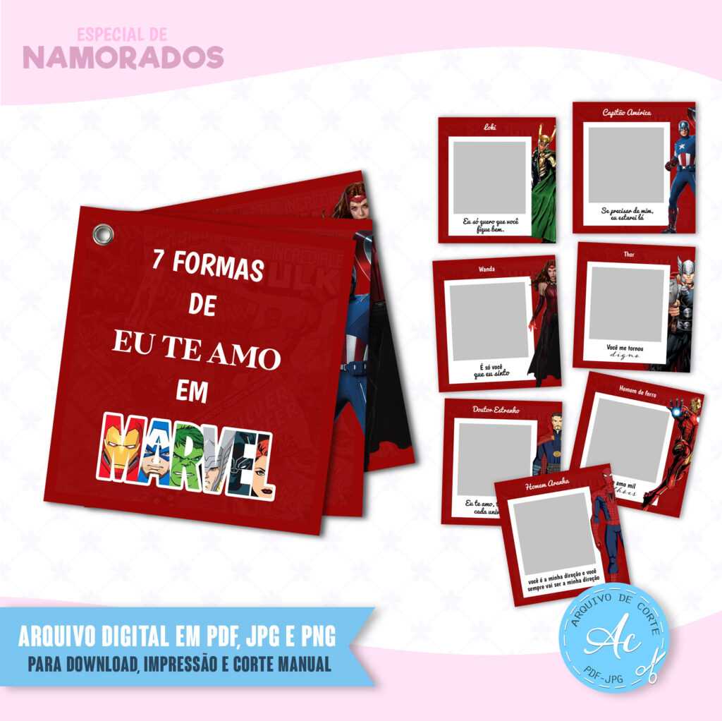 Arquivo Mini Álbum Eu te amo Marvel #1 - Arquivo de corte