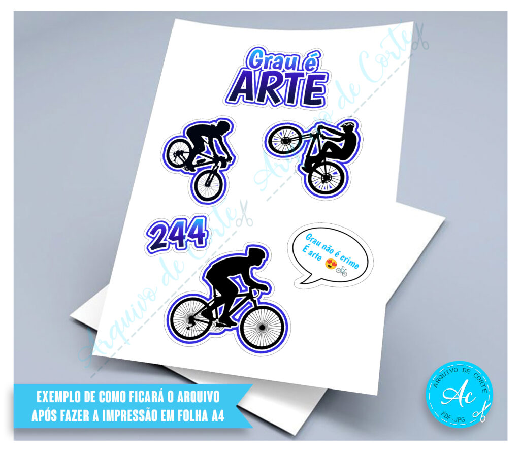 Arquivo topo de bolo Grau de Bike #1 - Arquivo de corte