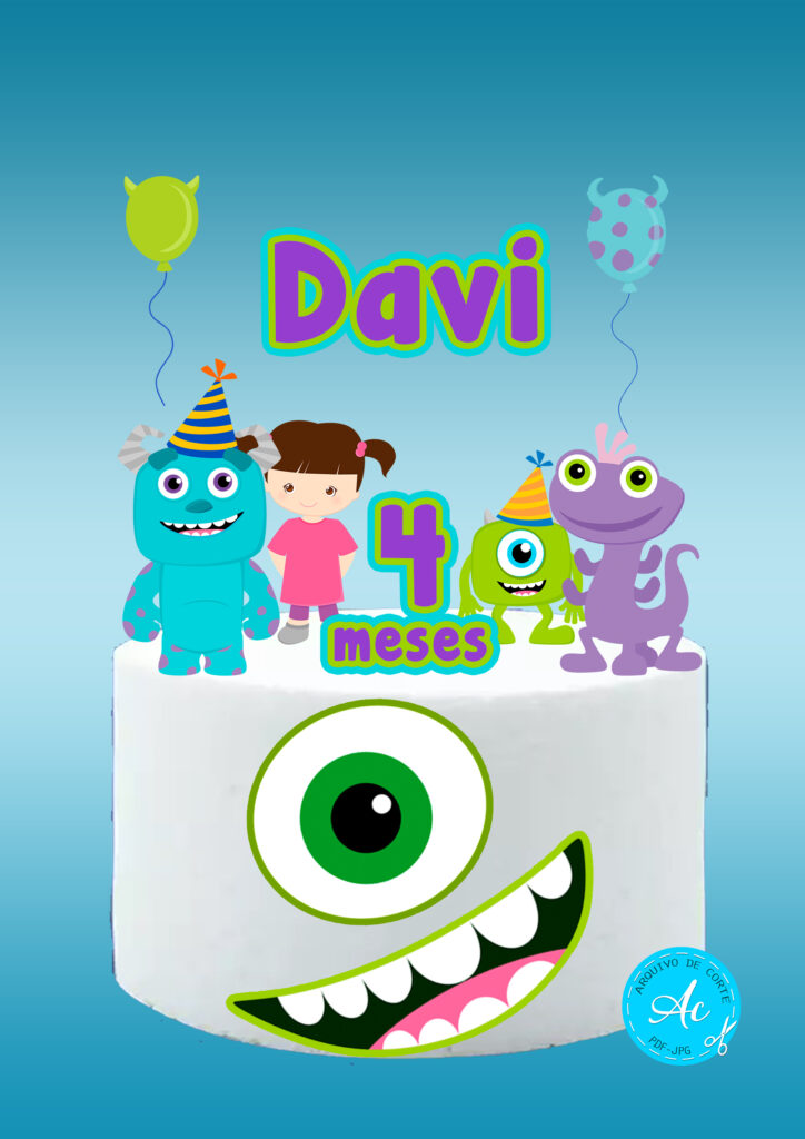 Arquivo topo de bolo Monstros SA #2 - Arquivo de corte