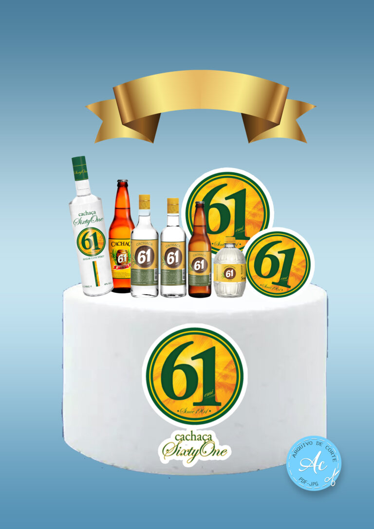 Arquivo topo de bolo Cachaça 61 #1 - Arquivo de corte