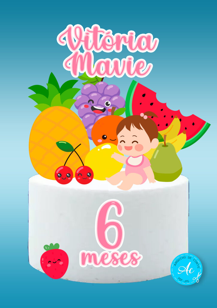 Arquivo topo de bolo Introdução alimentar Frutas #1 - Arquivo de corte