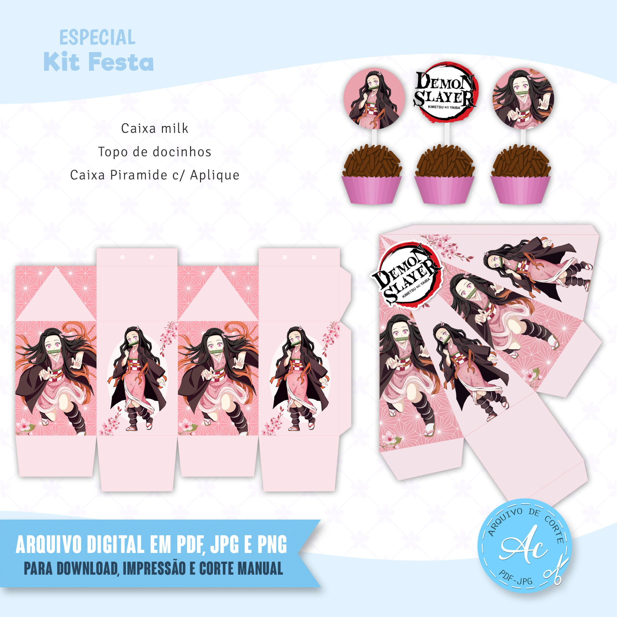 Arquivo kit festa Demon Slayer Nezuko #1 - Arquivo de corte
