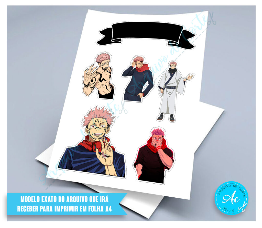 Arquivo topo de bolo Jujutsu Kaisen Ryoumen Sukuna #1 - Arquivo de corte