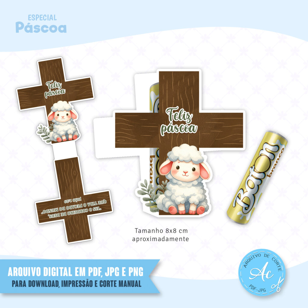 Arquivo Card Cruz para Baton Páscoa #1 - Arquivo de corte