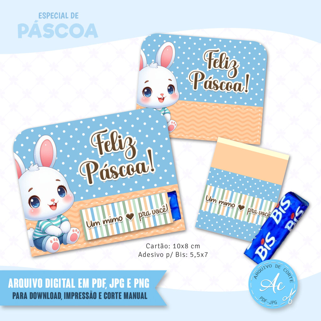 Arquivo Card para Bis Páscoa Cute #1 - Arquivo de corte