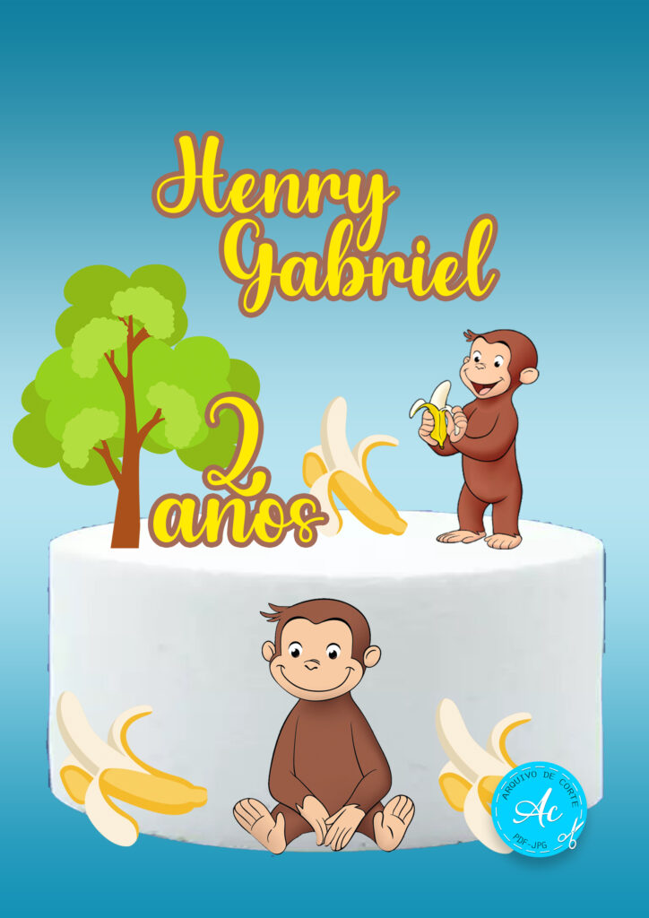 Arquivo topo de bolo George o Curioso Macaco #1 - Arquivo de corte