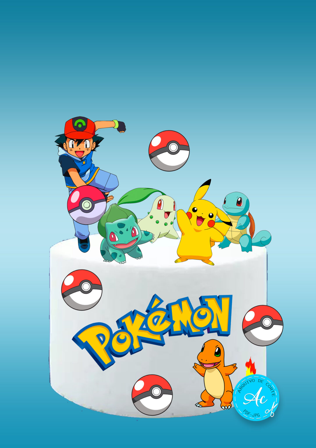 Arquivo topo de bolo Pokemon #1 - Arquivo de corte