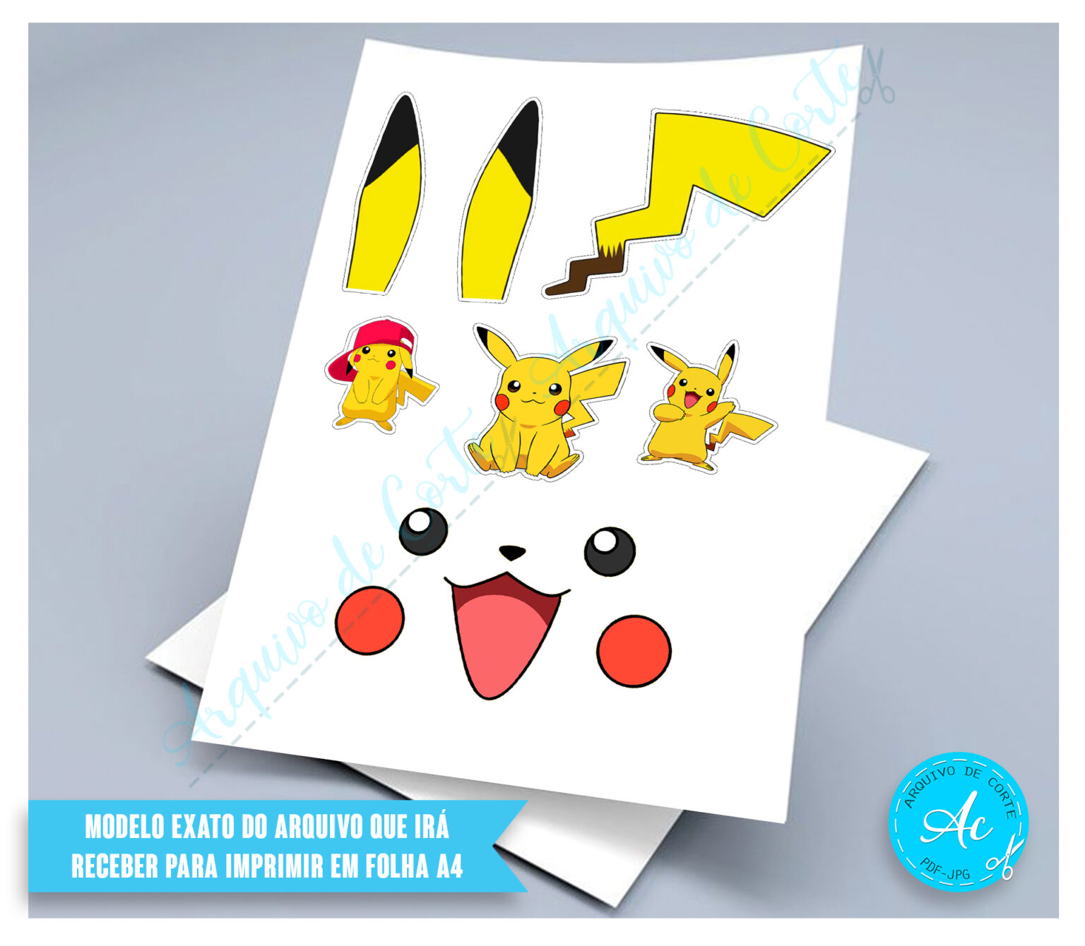 Arquivo topo de bolo Pokemon Pikachu #1 - Arquivo de corte