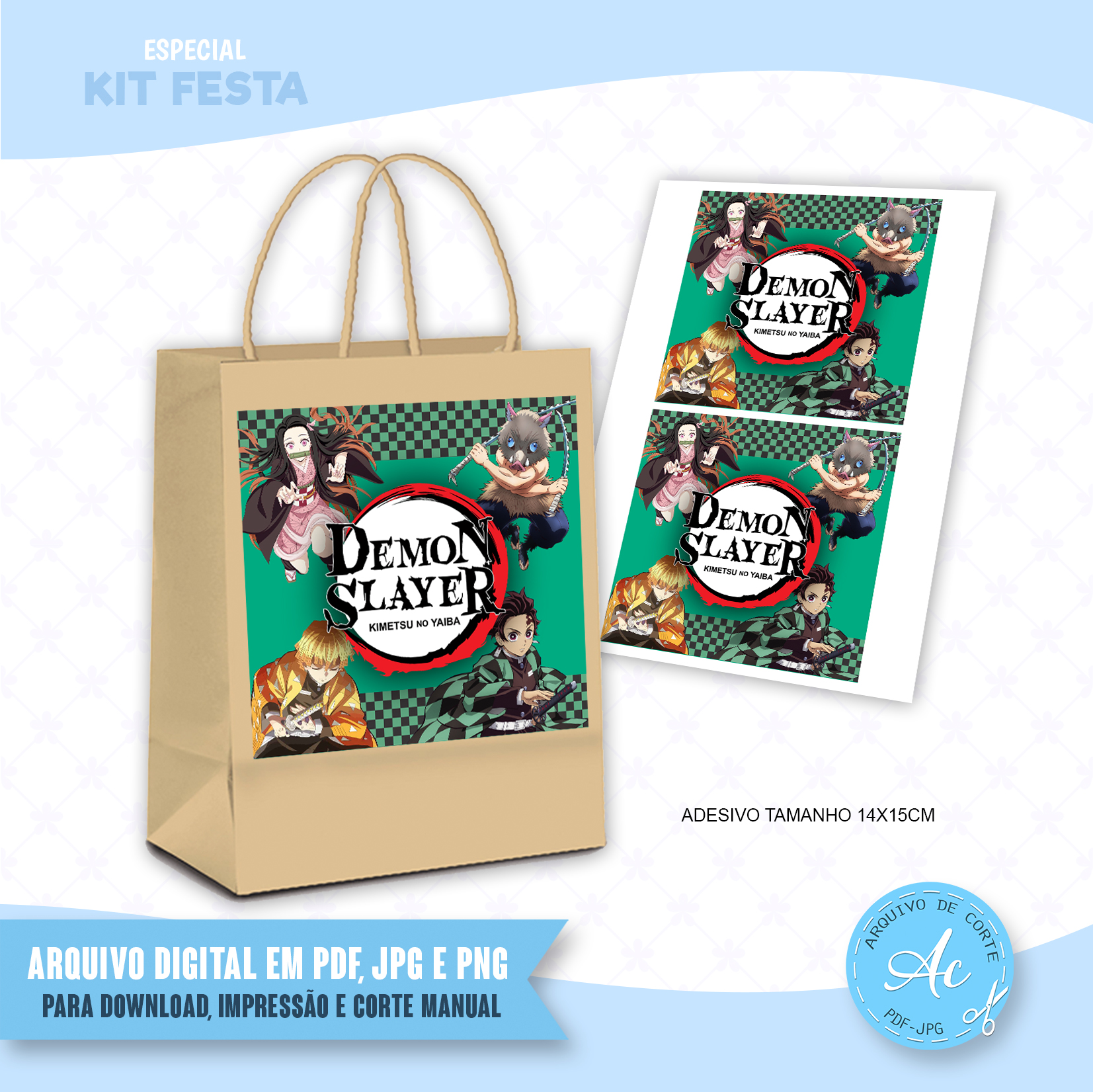 Arquivo Adesivo para sacolinha Demon Slayer #1 - Arquivo de corte
