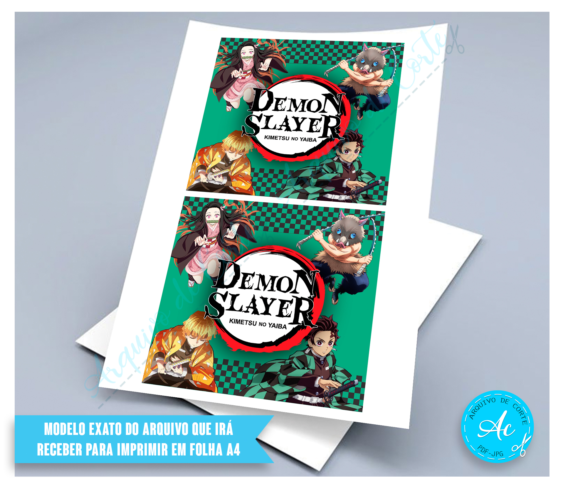 Arquivo Adesivo para sacolinha Demon Slayer #1 - Arquivo de corte